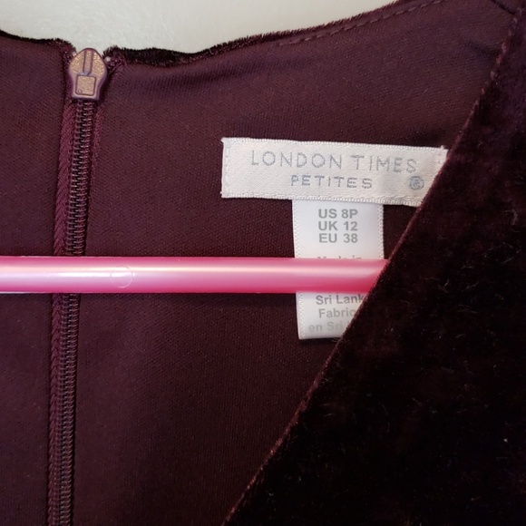 London Times | Dresses | V Neck Velvet Raisinpurple Dress Guc | Poshmark